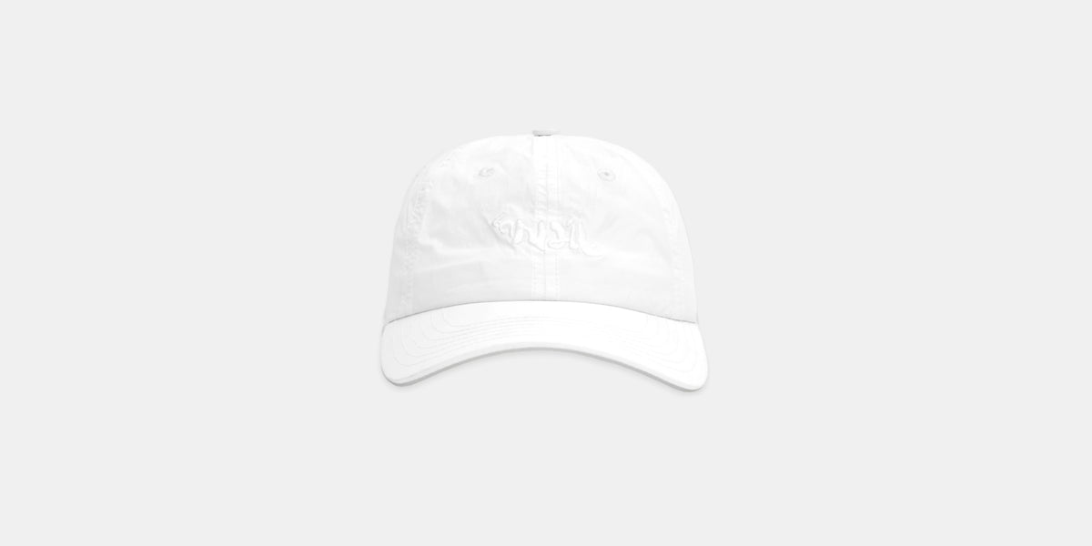 Embroidered Bandit Nylon Dad Hat - White