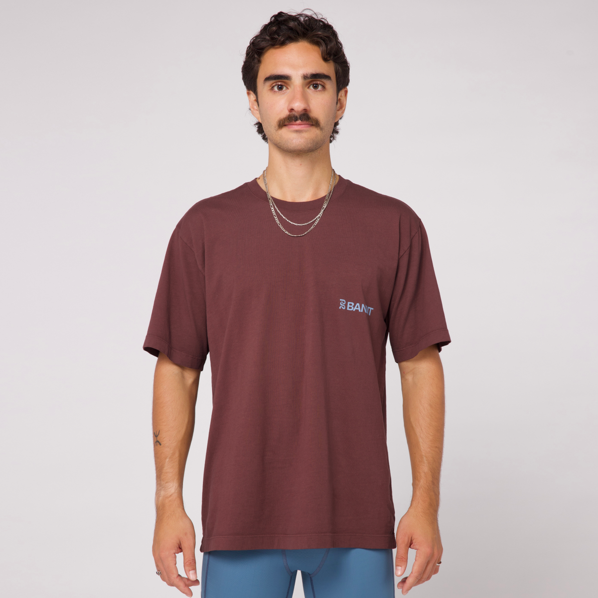 The Community Tee, Unisex - Chocolate with Smokey Blue