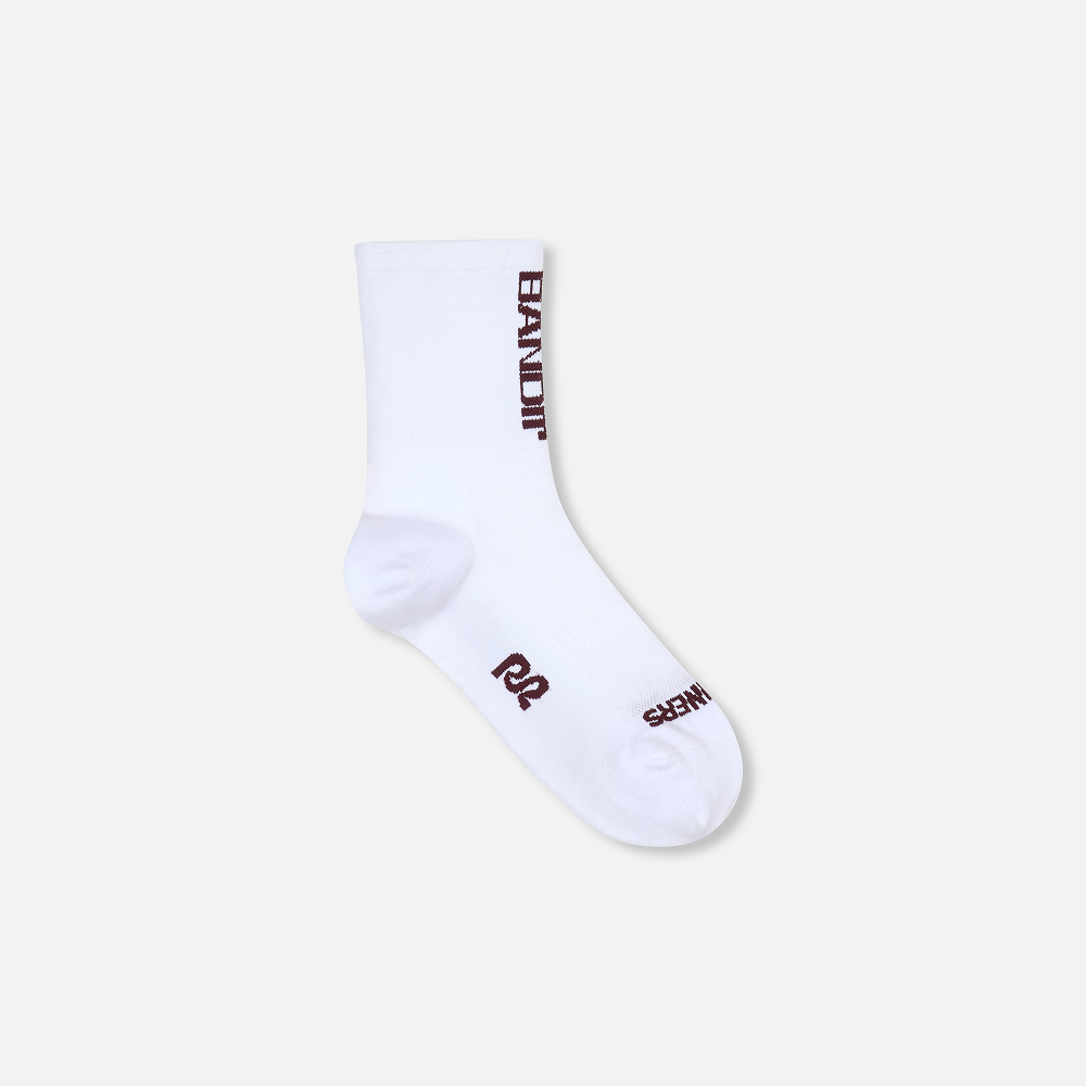 Lite Run™ Quarter Socks "Vertical Bandit" - White with Port - 2 Pack