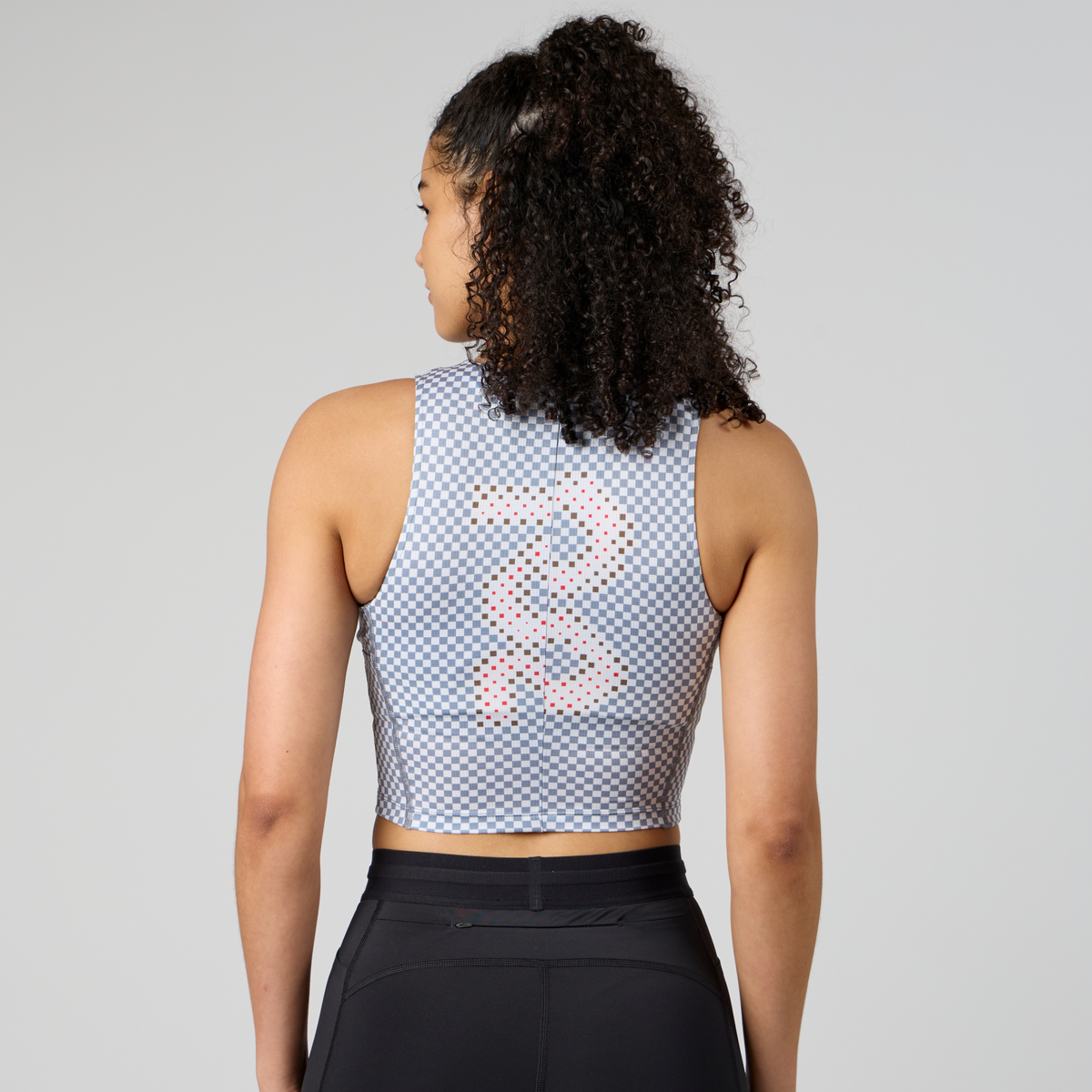 Ares Flex™ Zip Front Race Crop in Current Check | Bandit Running